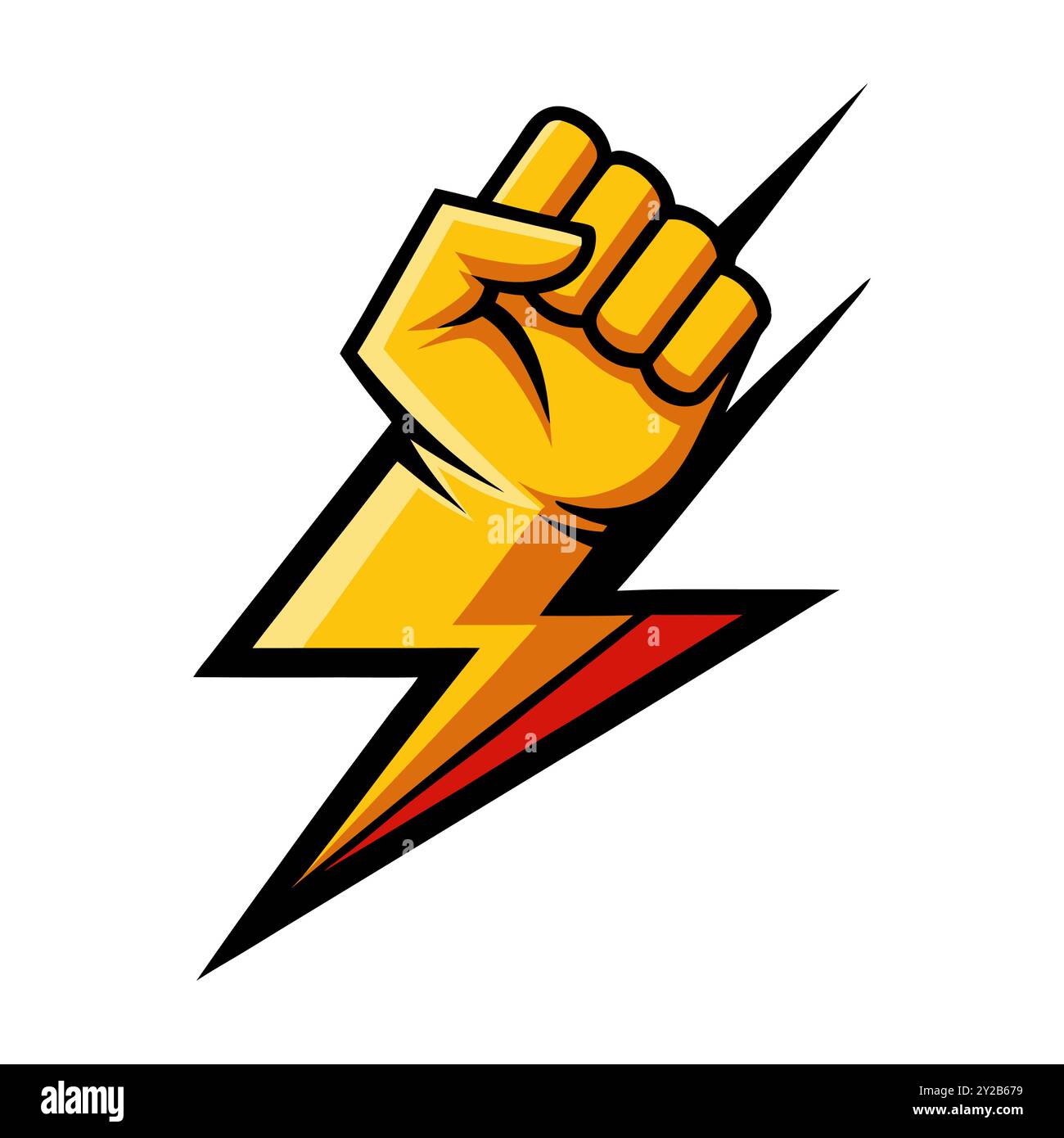 Protest fist with lightning. People protesting for human rights ...