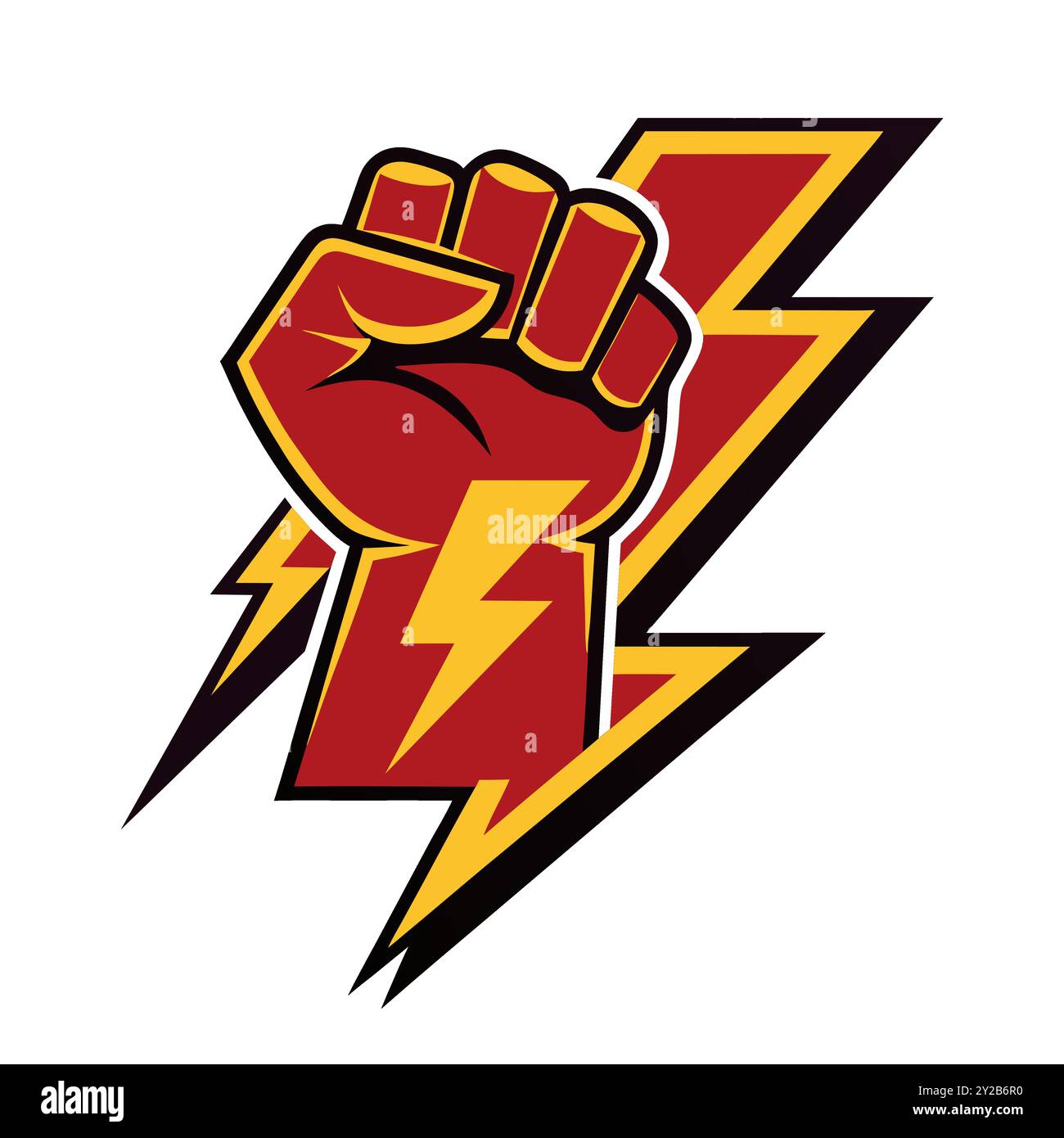 Protest fist with lightning. People protesting for human rights ...