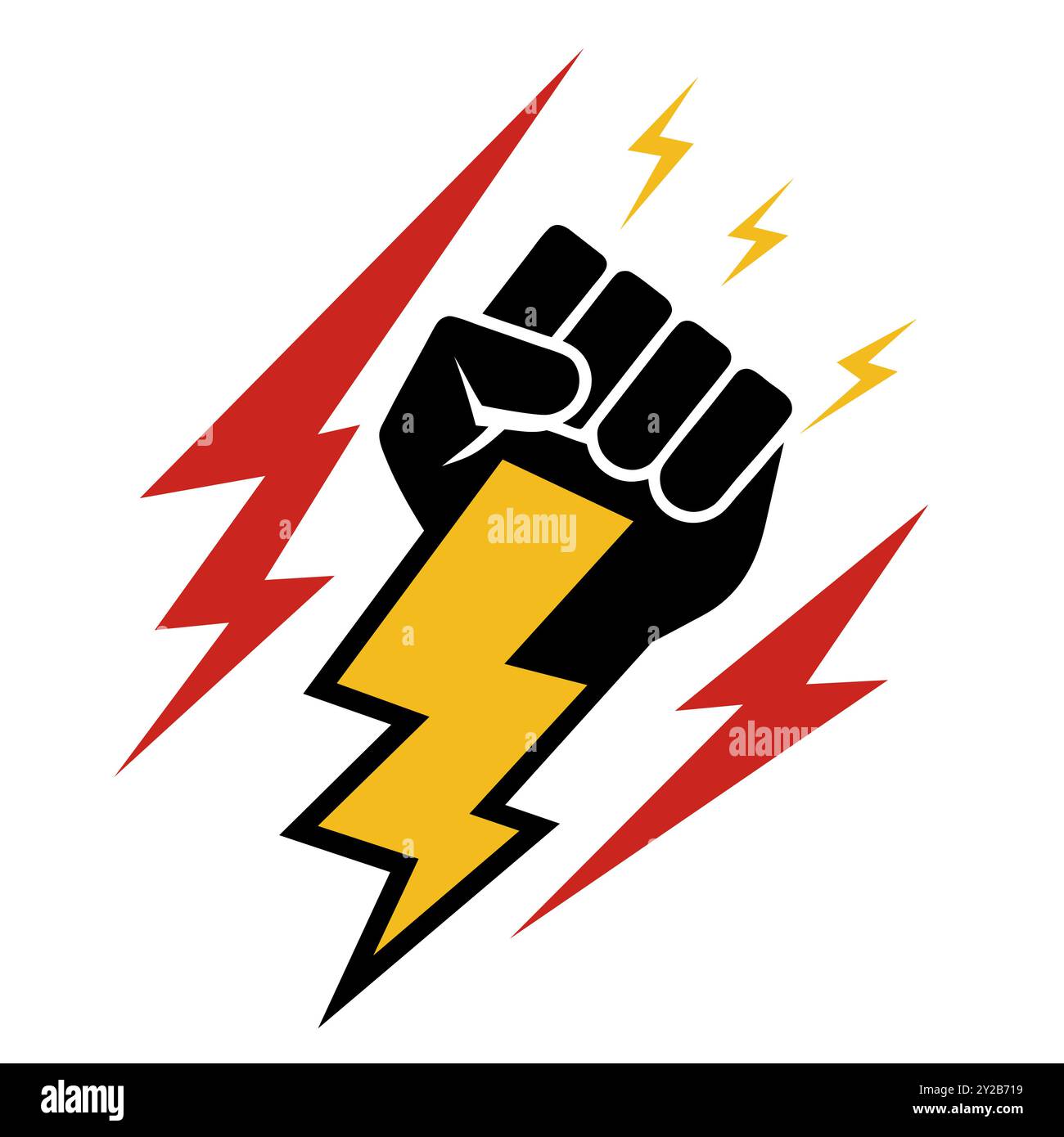 Protest fist with lightning. People protesting for human rights ...