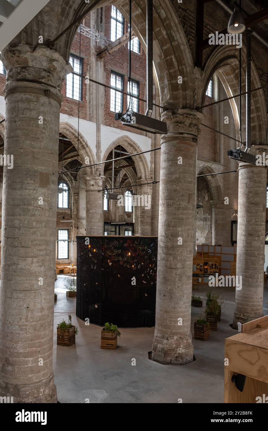 interior pillars of impressive stone building landmark Grote Kerk ...