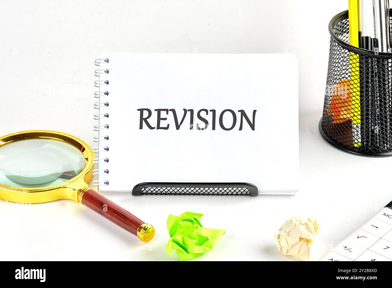 REVISION written in a notebook on a white background Stock Photo - Alamy