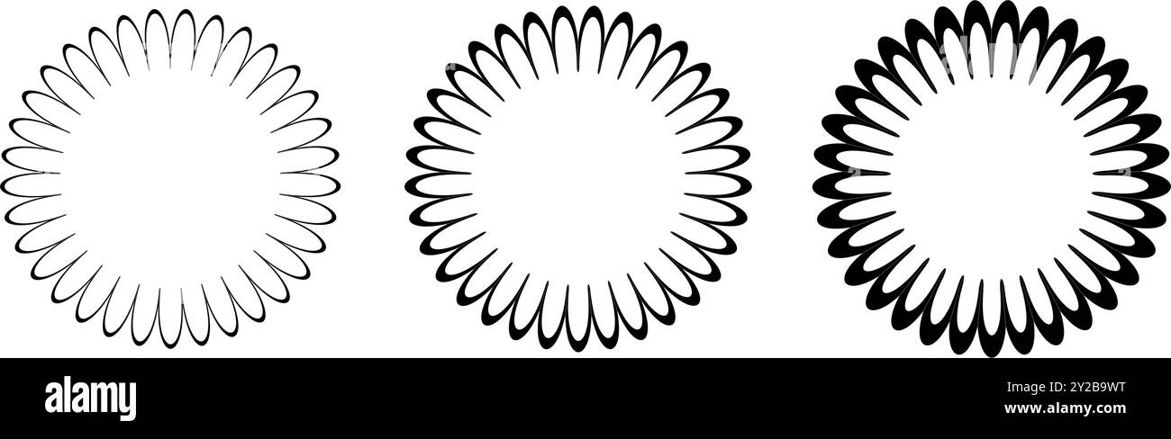 Circle scalloped frame. Scalloped edge round shape border. Simple label ...