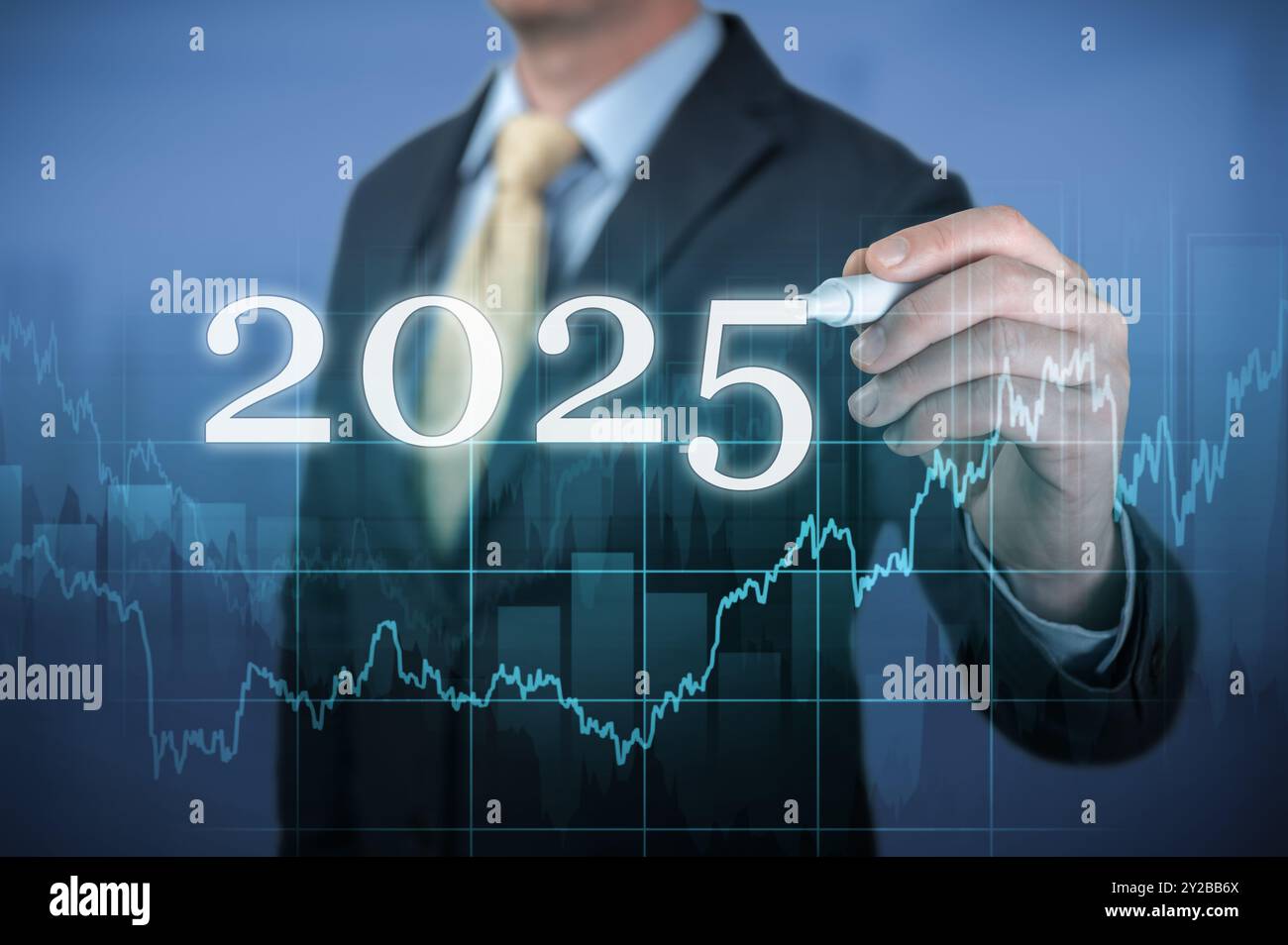 Financial success in 2025. Businessman economic forecast for 2025 ...