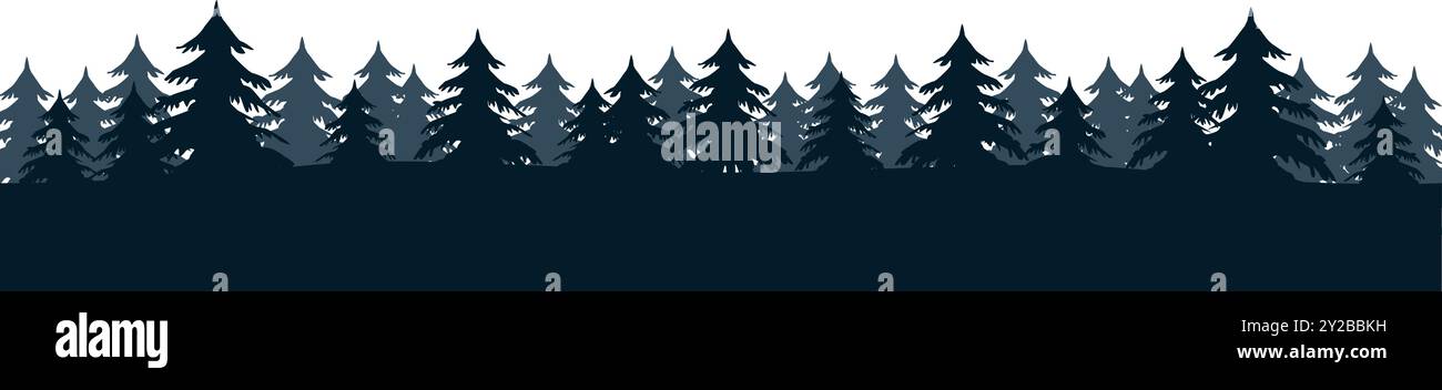 fir tree forest border silhouette isolated vector illustration Stock ...