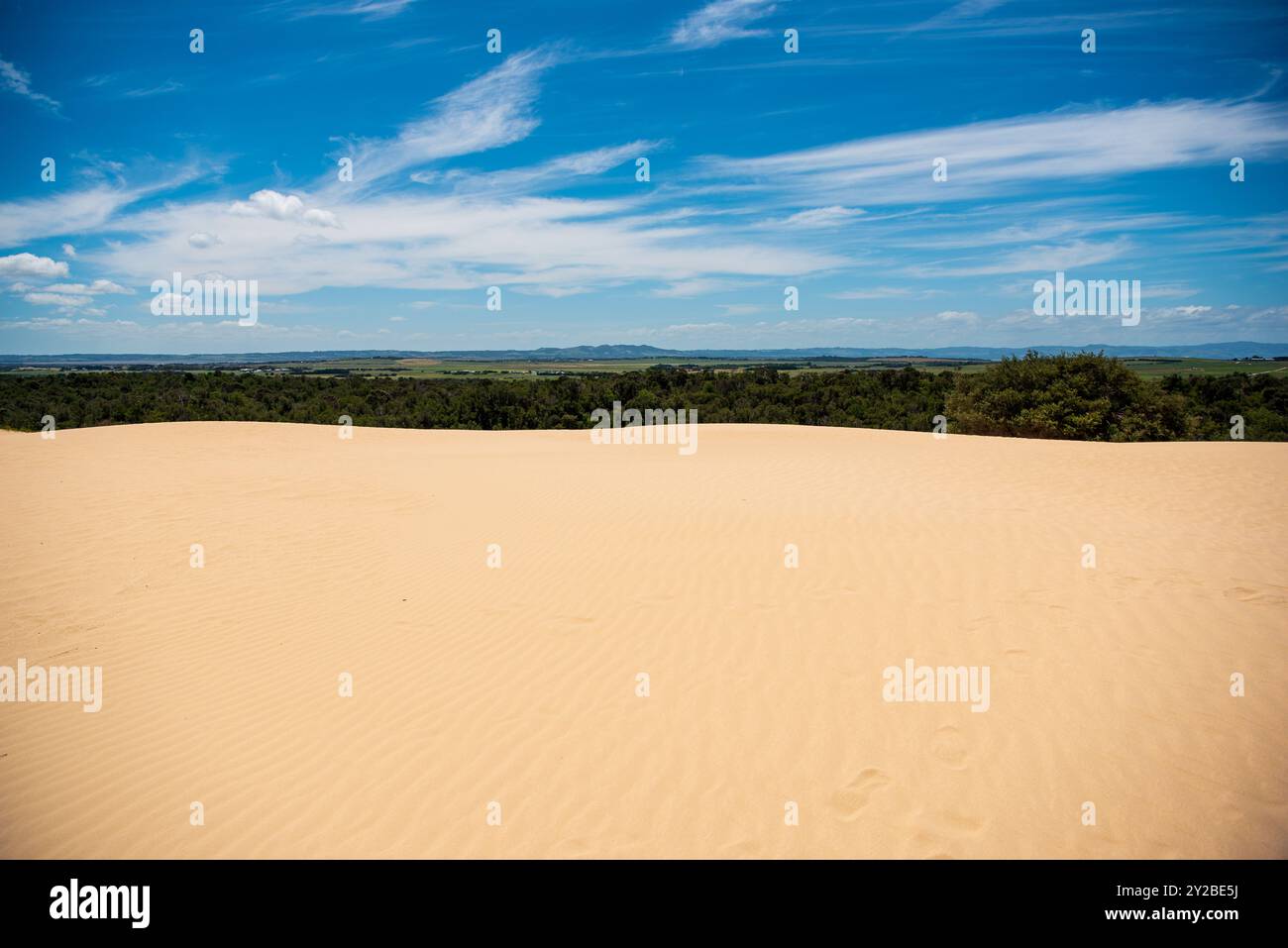 Beautiful canvas sand dune, farm land and sky-clouds the Big Drift ...