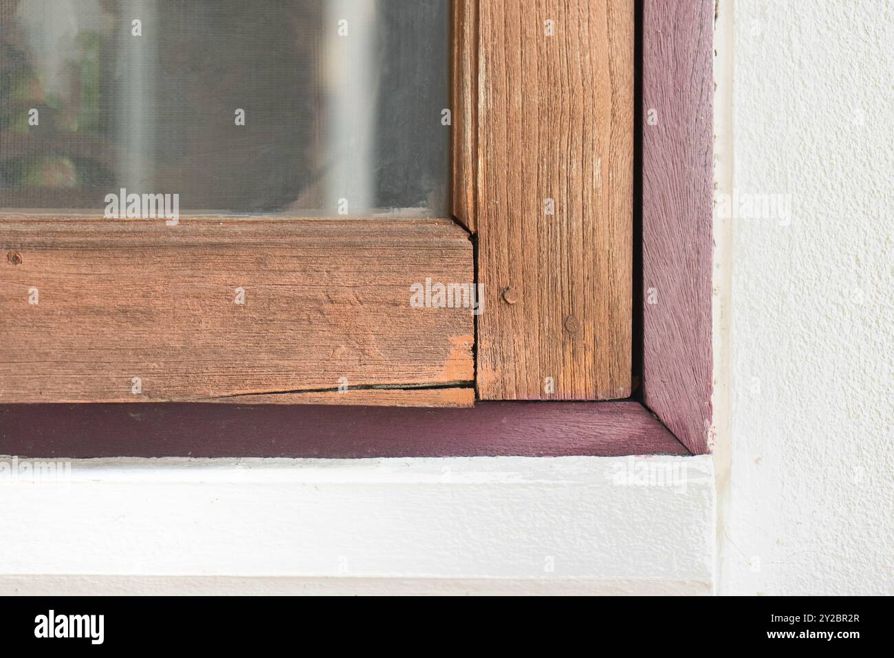 Old wooden window out of square Stock Photo - Alamy