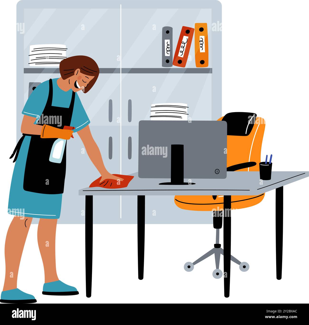 Cartoon cleaning service equipment. Professional housekeeper ...