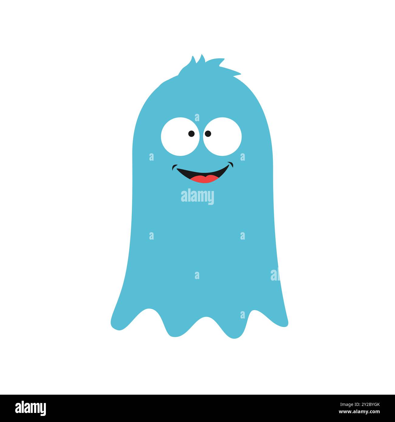 Cute monster face head. Happy Halloween. Kawaii funny blue baby monster ...