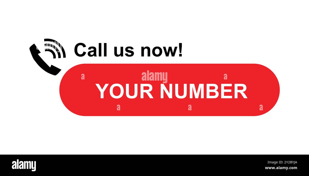 Contact details. Call us now icon for business purpose. Red and white ...