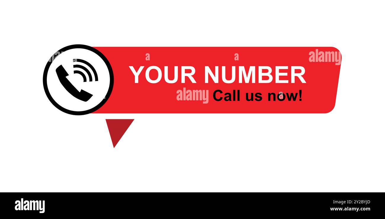 Contact details. Call us now icon for business purpose. Red and white ...