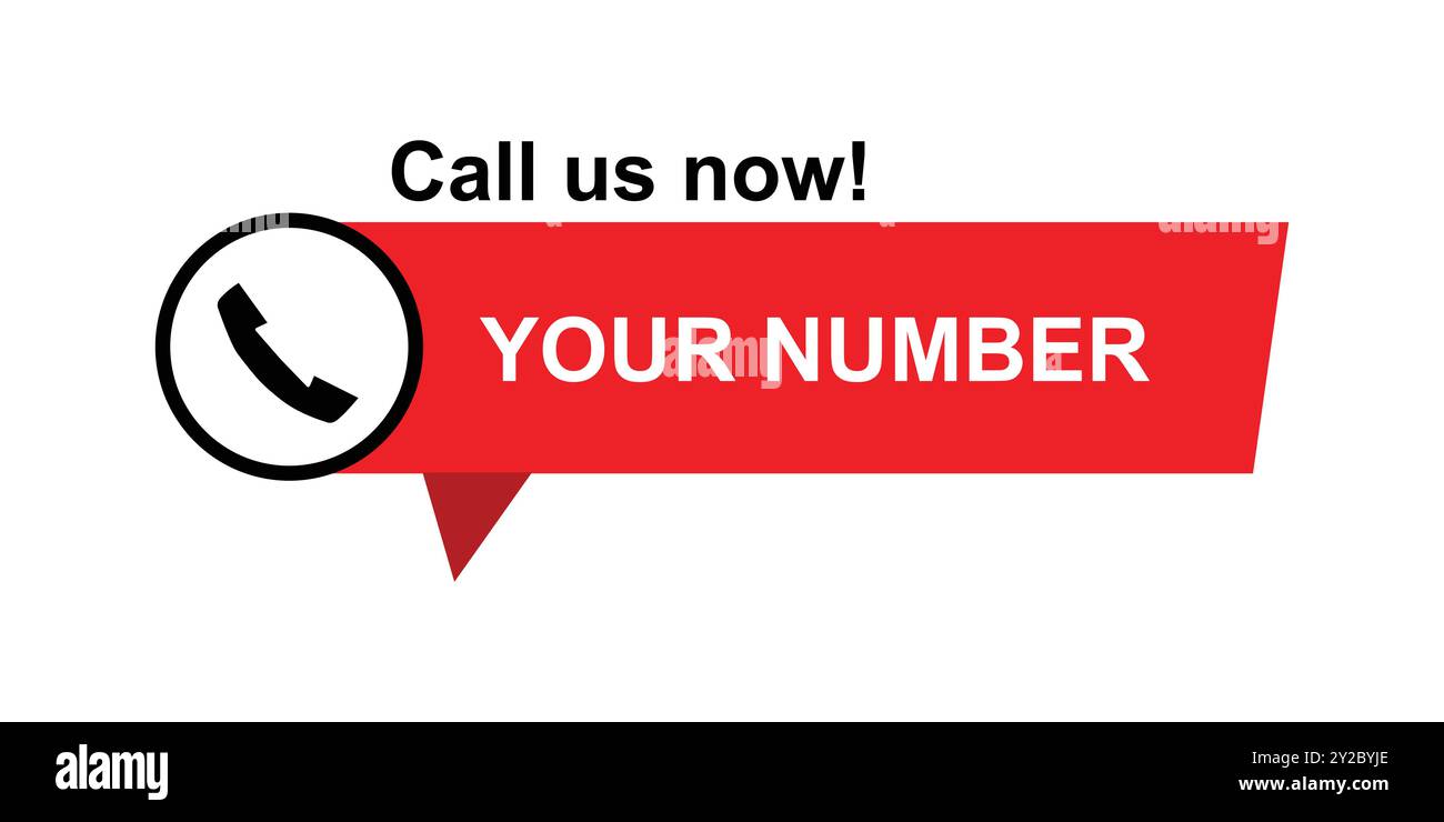 Contact details. Call us now icon for business purpose. Red and white ...