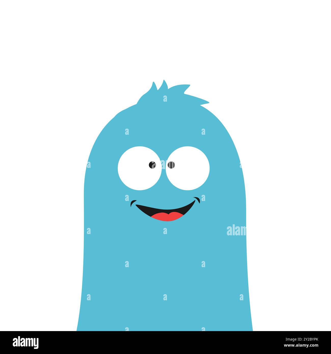 Cute monster face head. Happy Halloween. Kawaii funny blue baby monster ...
