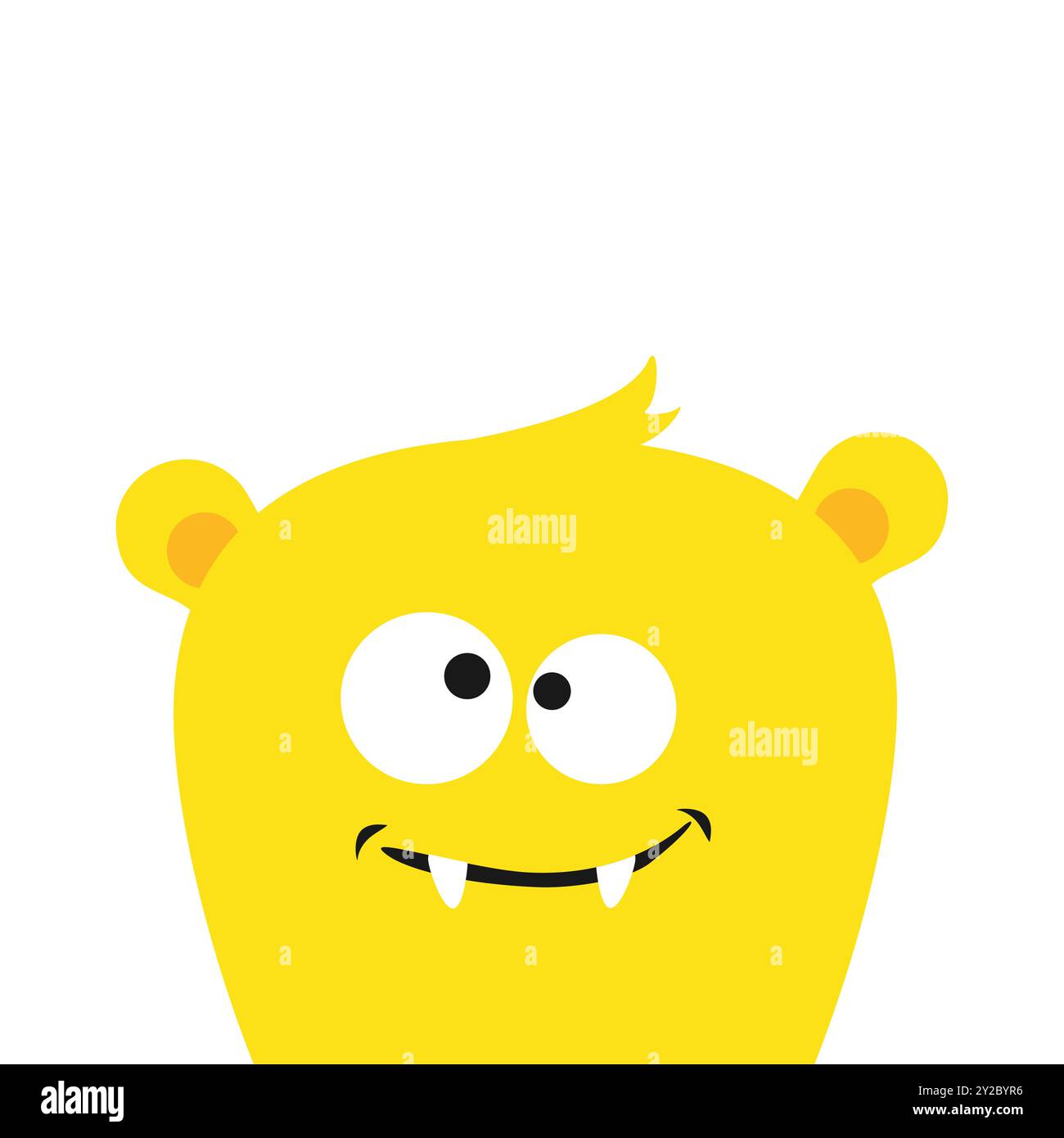 Cute monster face head. Happy Halloween. Kawaii funny yellow baby ...