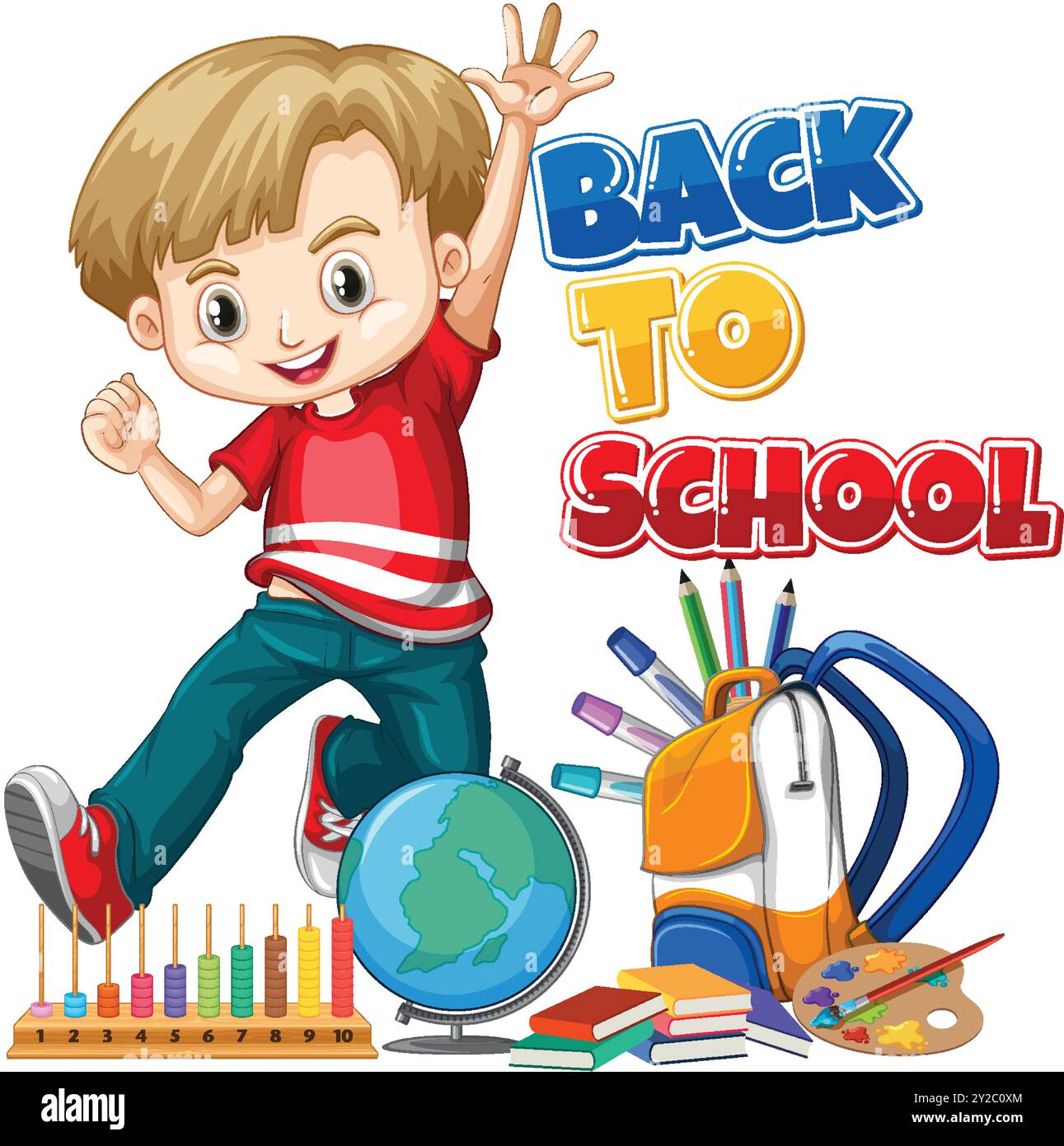 Excited child ready for school adventures Stock Vector Image & Art - Alamy