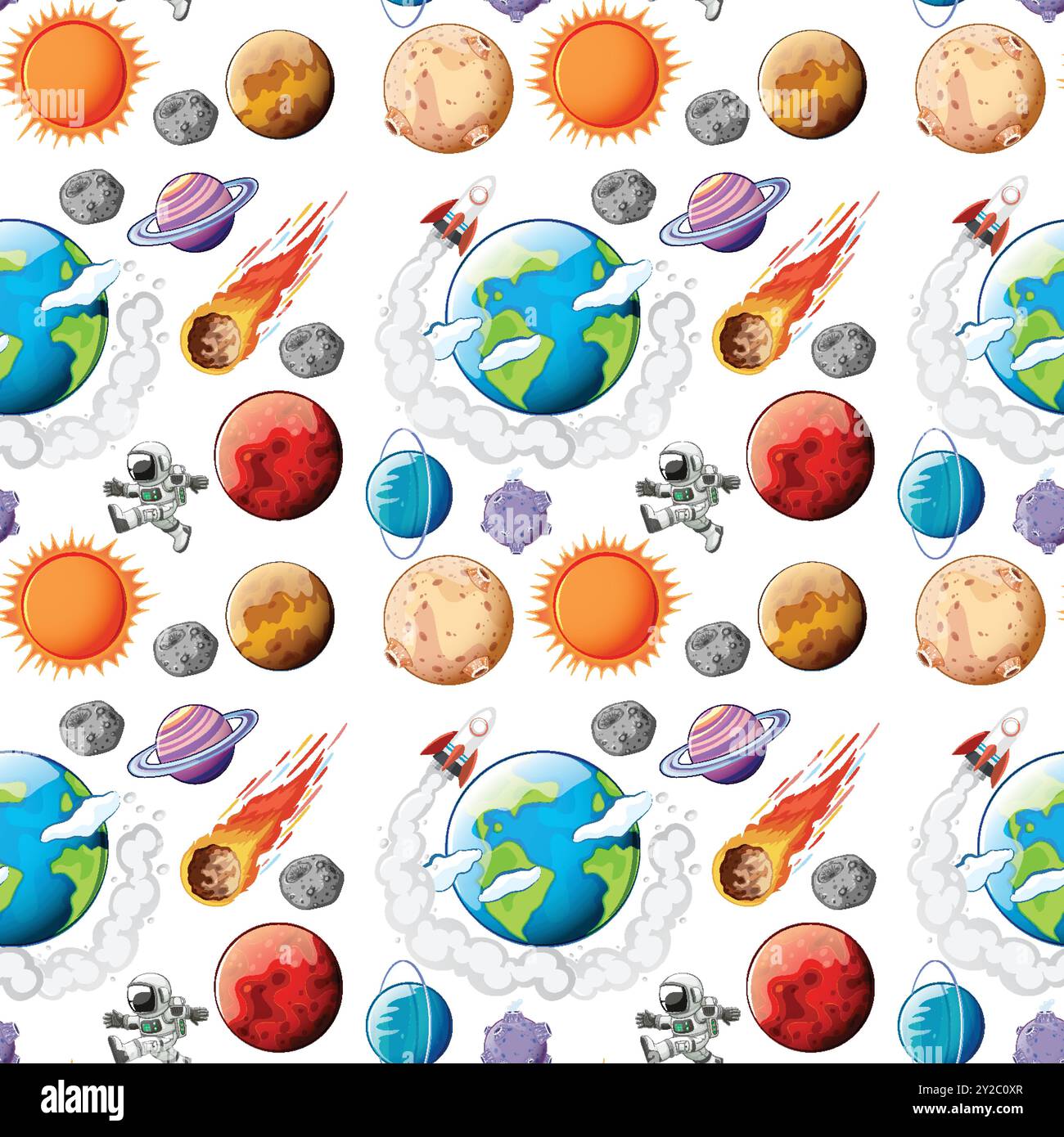 Colorful space-themed vector illustration pattern Stock Vector Image ...