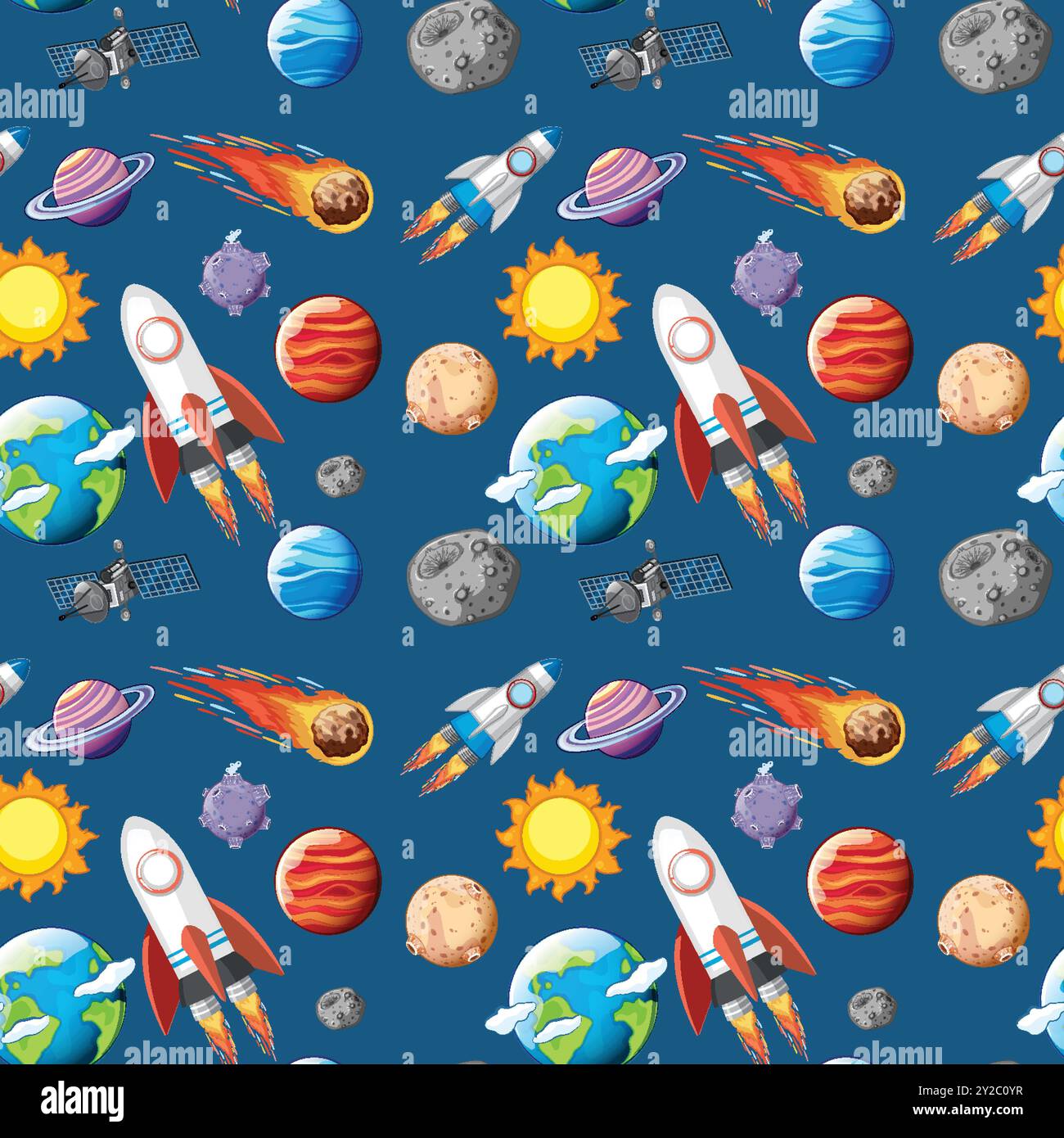 Colorful space-themed vector illustration pattern Stock Vector Image ...