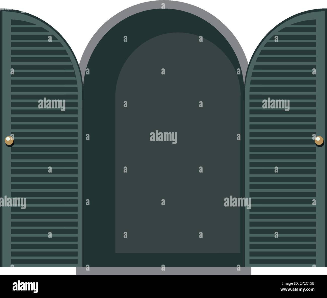 Illustration of an arched doorway with open shutters Stock Vector Image ...