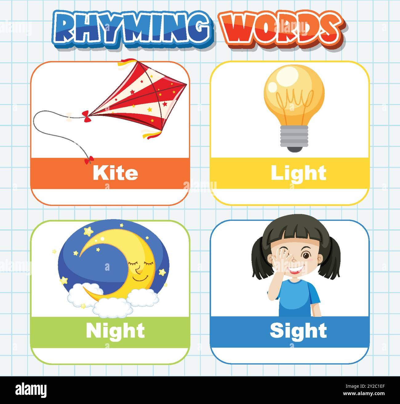 Kite, light, night, and sight rhyming words Stock Vector Image & Art ...
