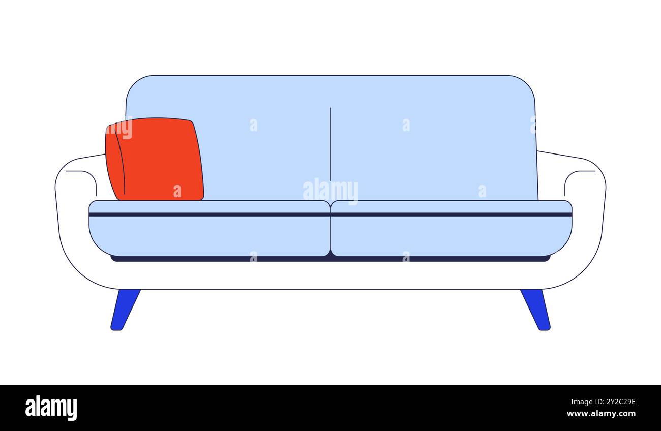 Contemporary sofa with red cushion 2D cartoon object Stock Vector Image ...