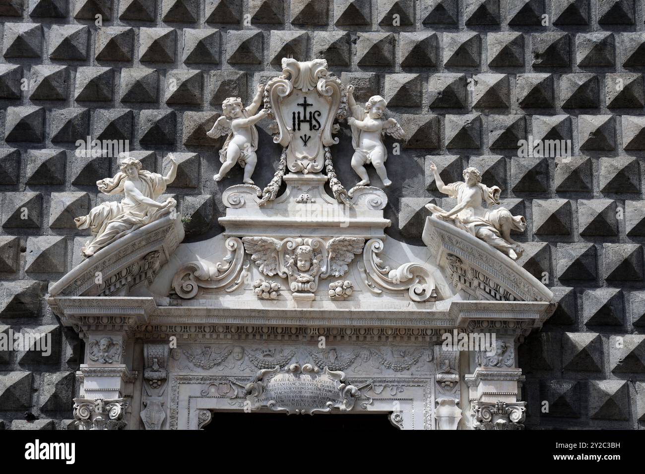 The exterior of the Gesu Nuovo Church (New Jesus Church) in Naples ...