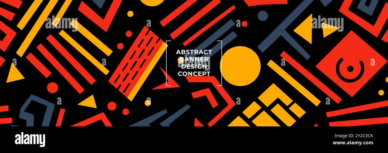 Colorful abstract horizontal banner featuring naive doodle graphic ...