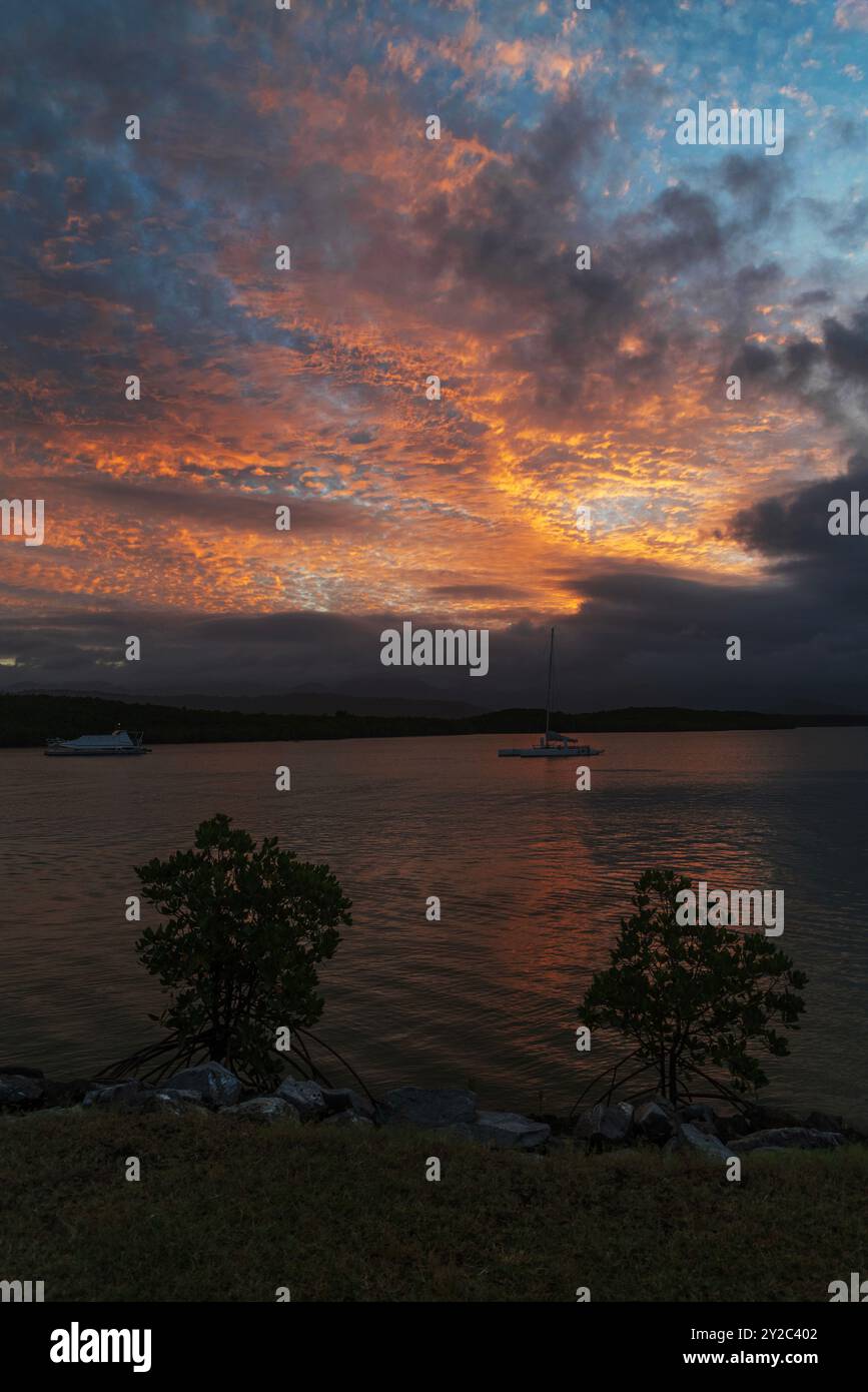 Scenic moody sunset over Port Douglas in Queensland, Australia Stock ...