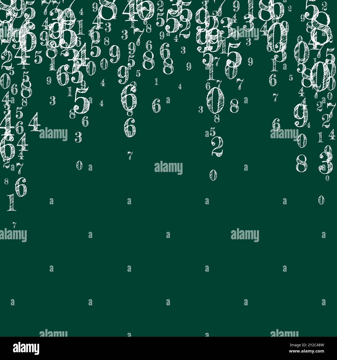 School math notebook cover. White chalk numbers floating in the air ...