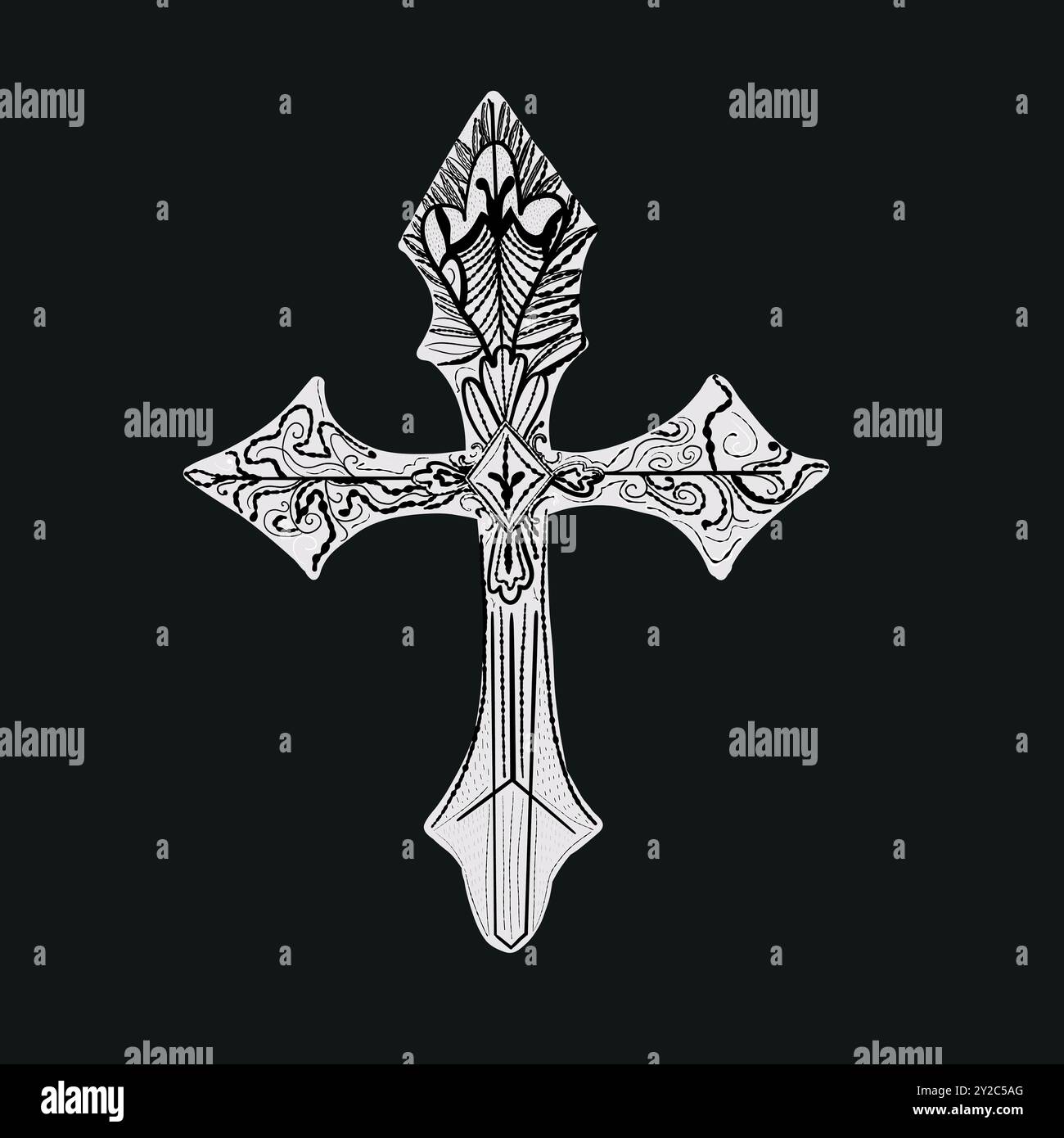 Crucifix black isolated hand drawn design Stock Vector Image & Art - Alamy