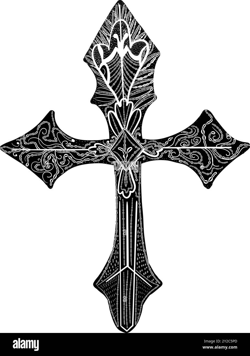 Crucifix black isolated hand drawn design Stock Vector Image & Art - Alamy