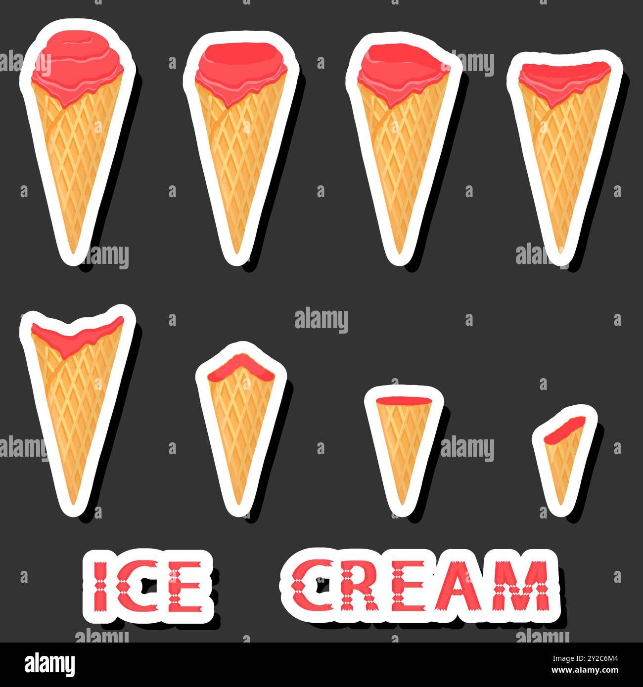 Big colorful set different forms natural dessert ice cream of ...