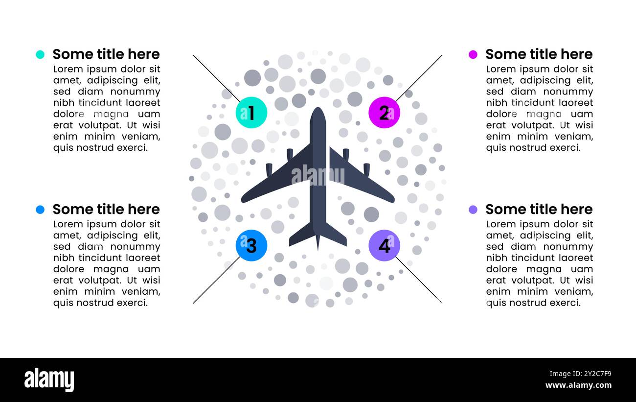 Infographic template with 4 options or steps. Airplane. Can be used for ...