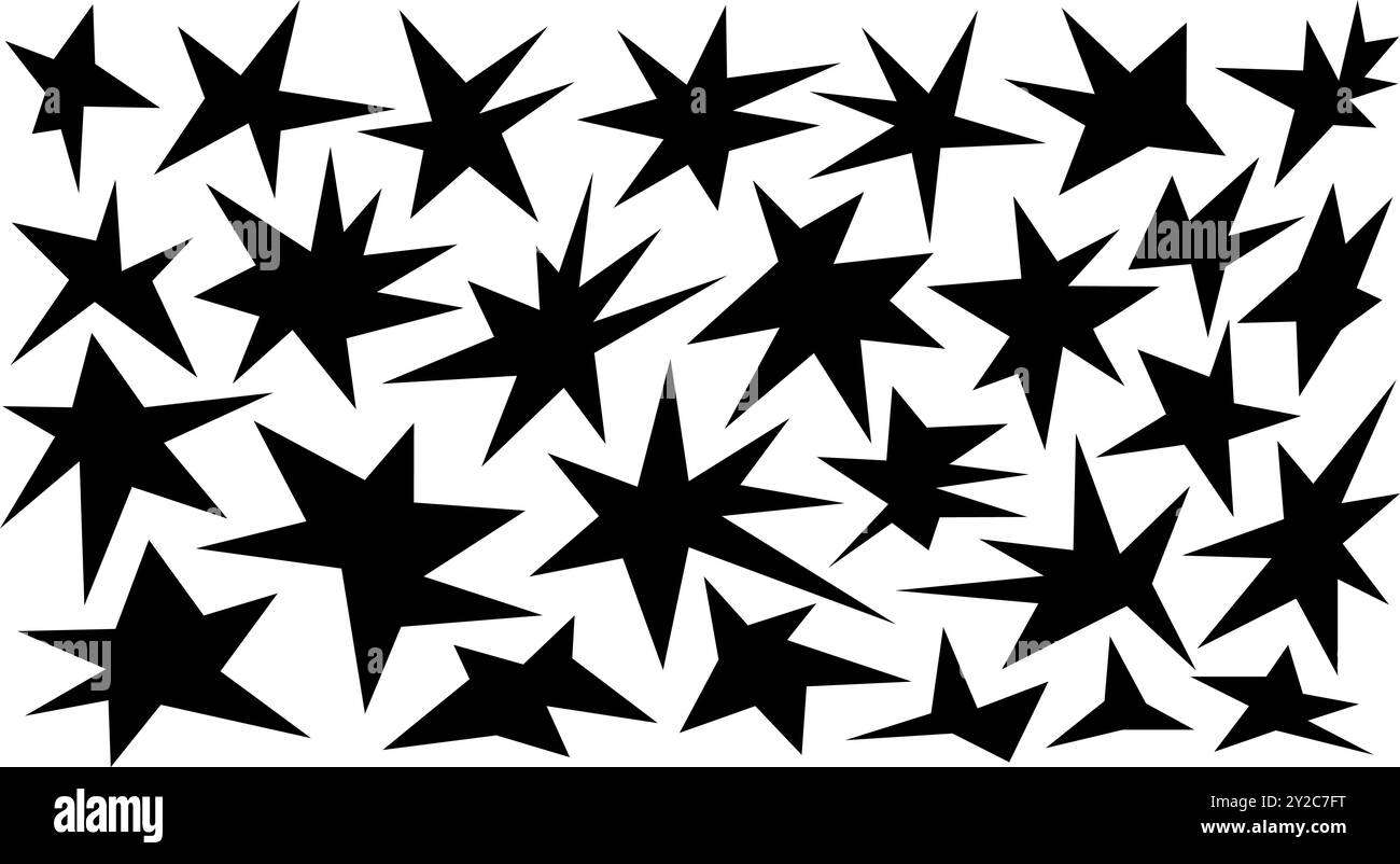 Irregular spikey stars shapes. Set trendy Black cutout paper elements ...
