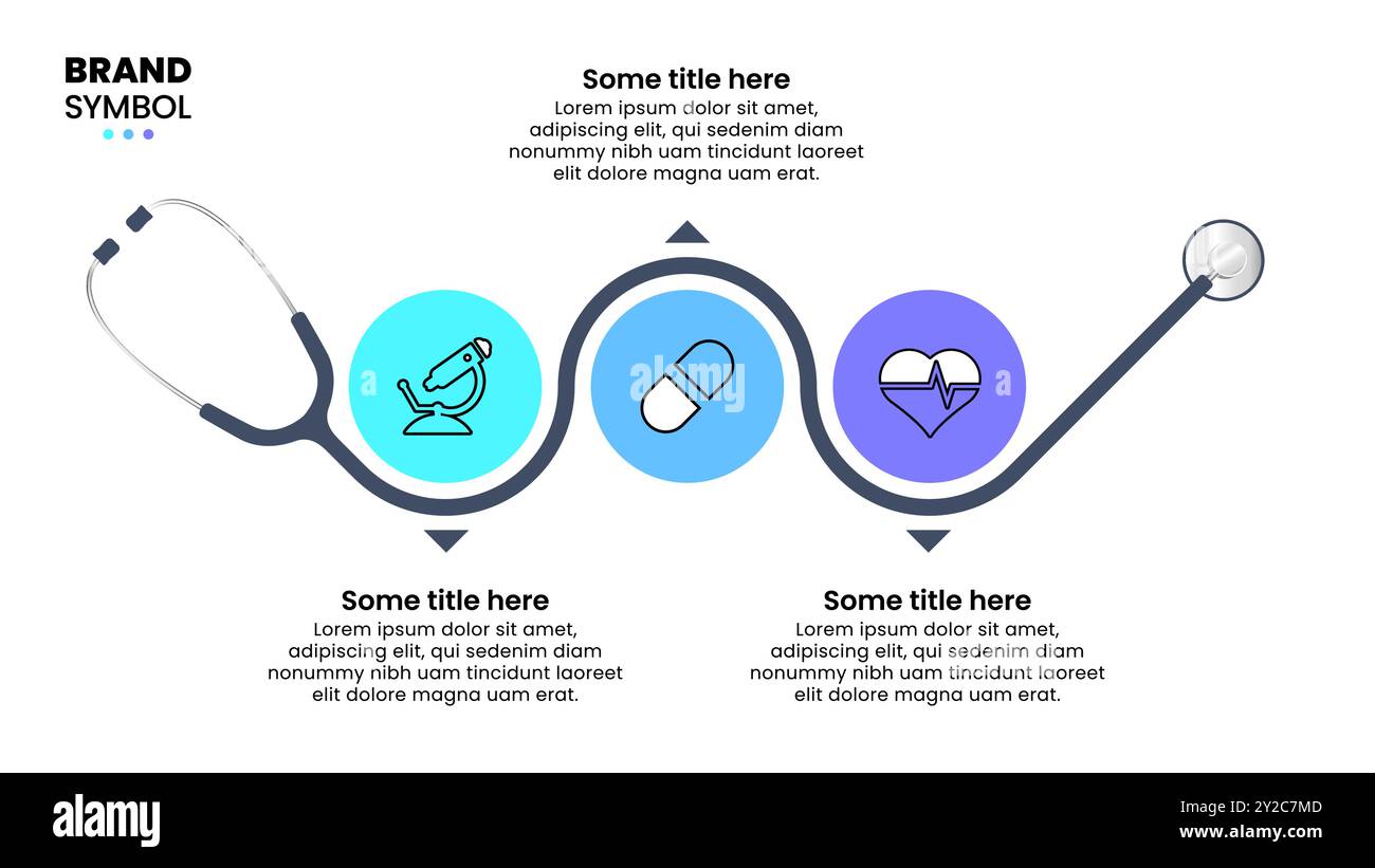 Infographic template with icons and 3 options or steps. Stethoscope ...