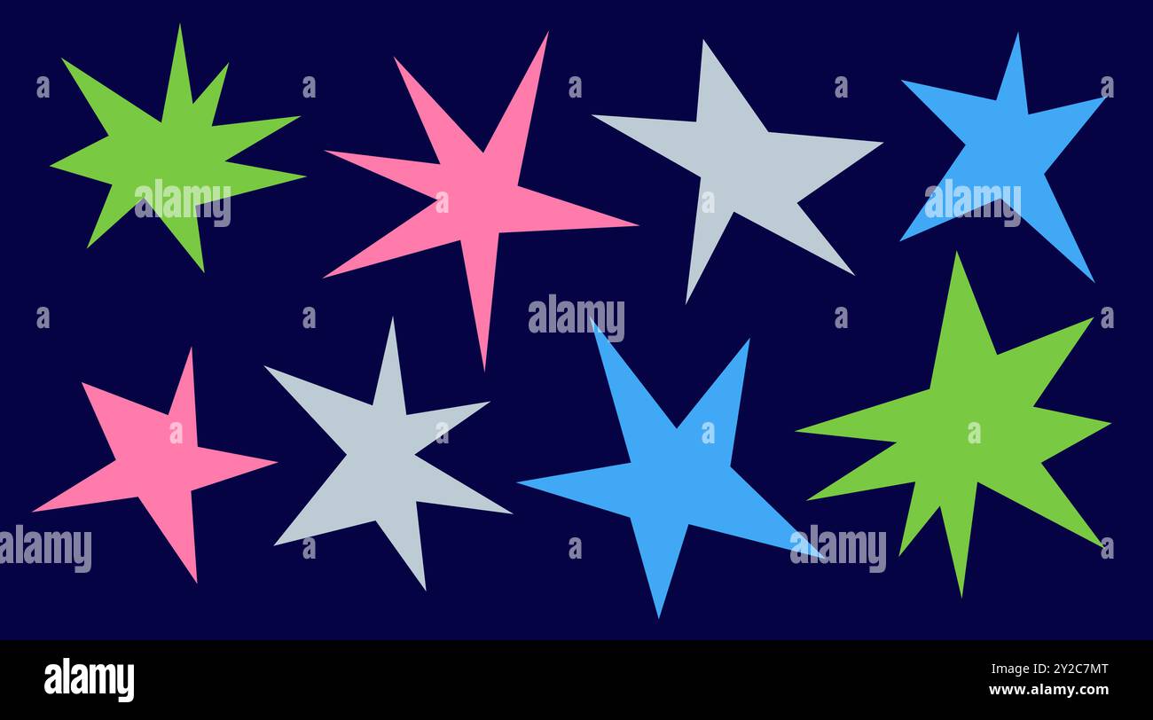 Irregular spikey stars shapes. Set trendy Black cutout paper elements ...