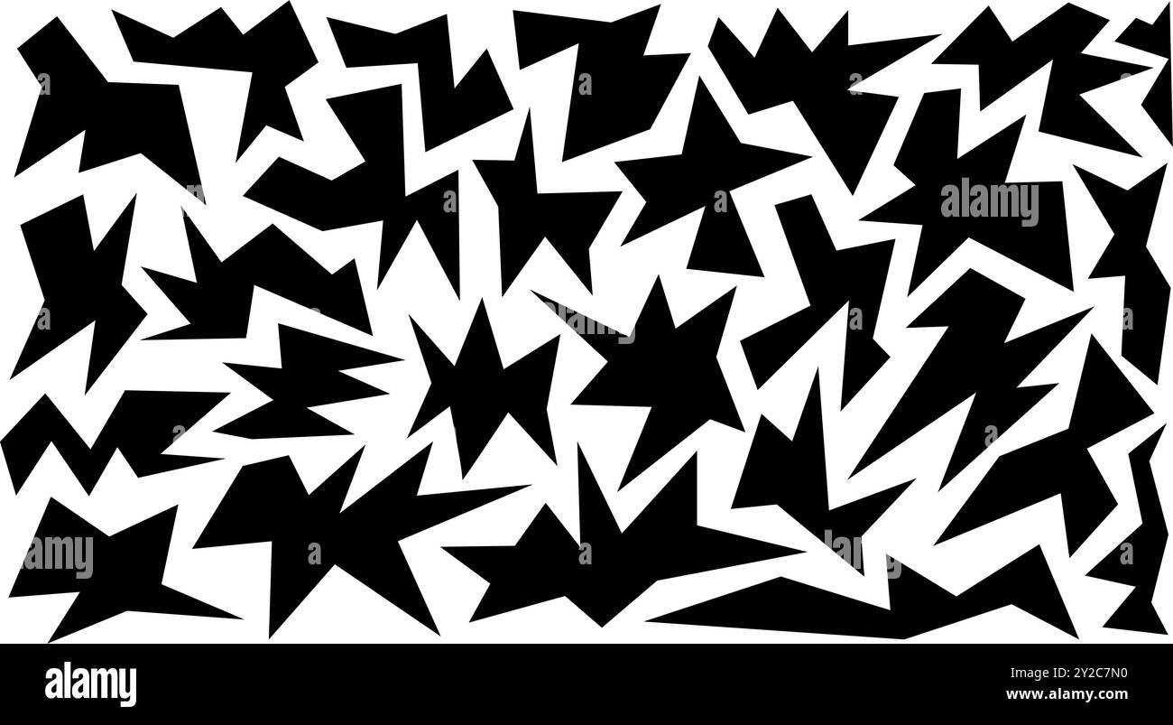 Irregular spikey stars shapes. Set trendy Black cutout paper elements ...