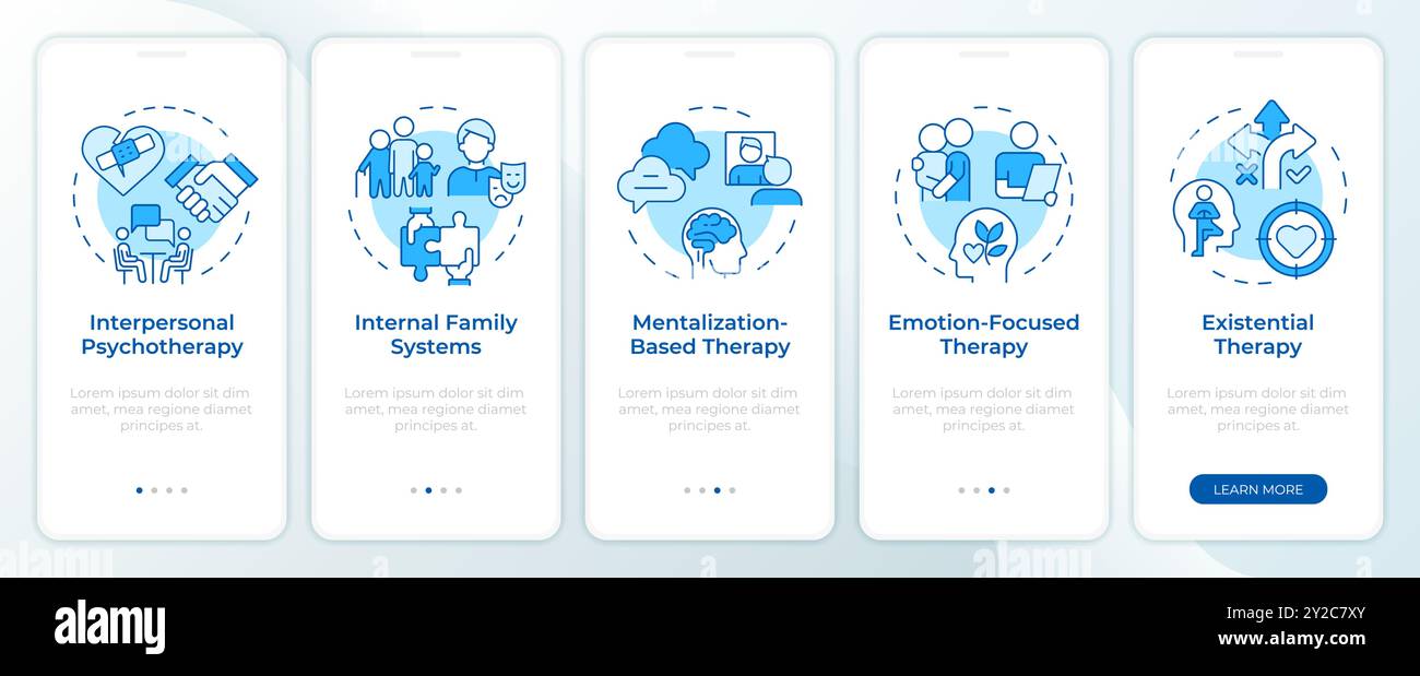 Mental counseling differences blue onboarding mobile app screen Stock ...