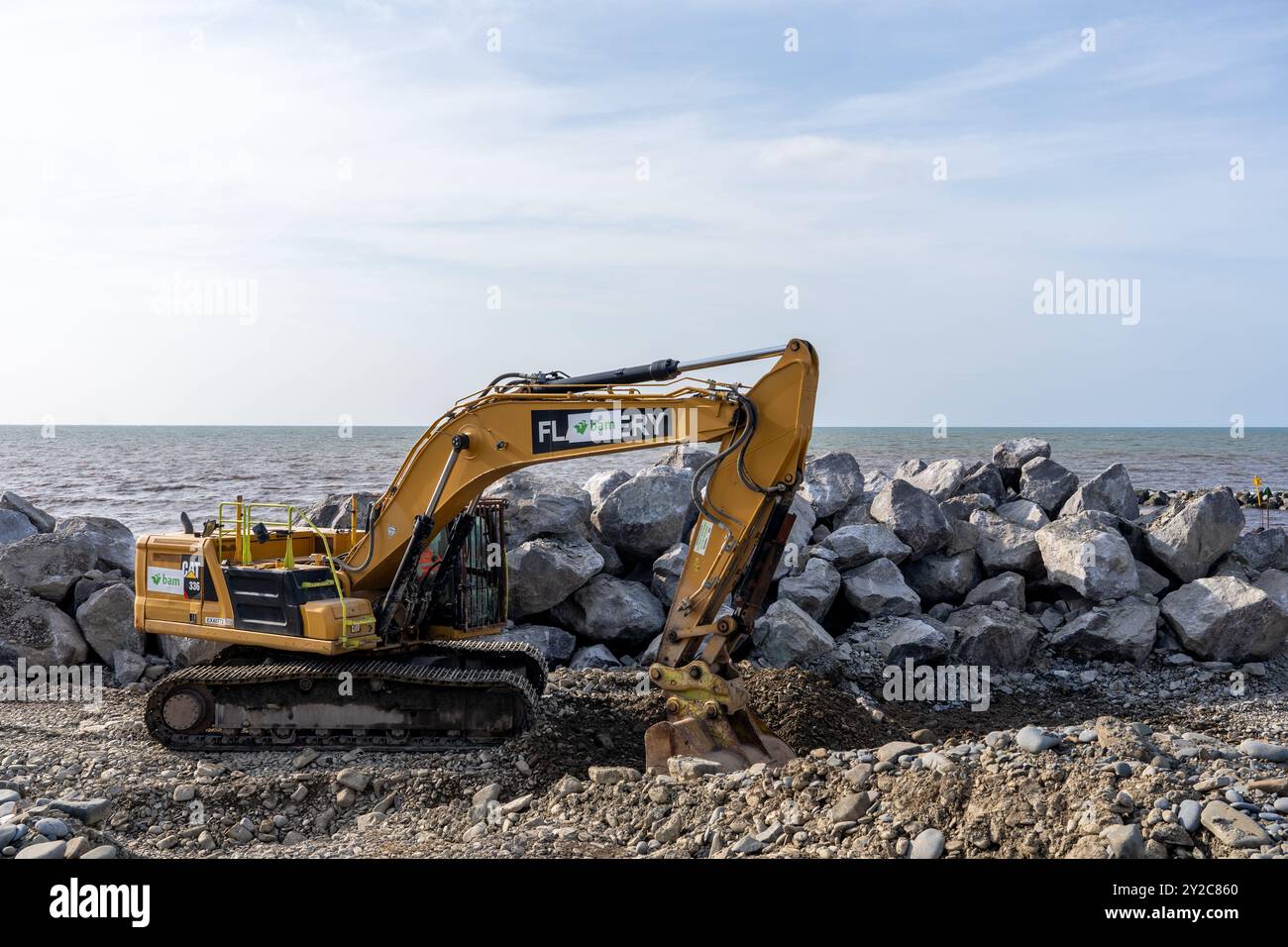Aberaeron coastal defence scheme work underway to increase the town's ...