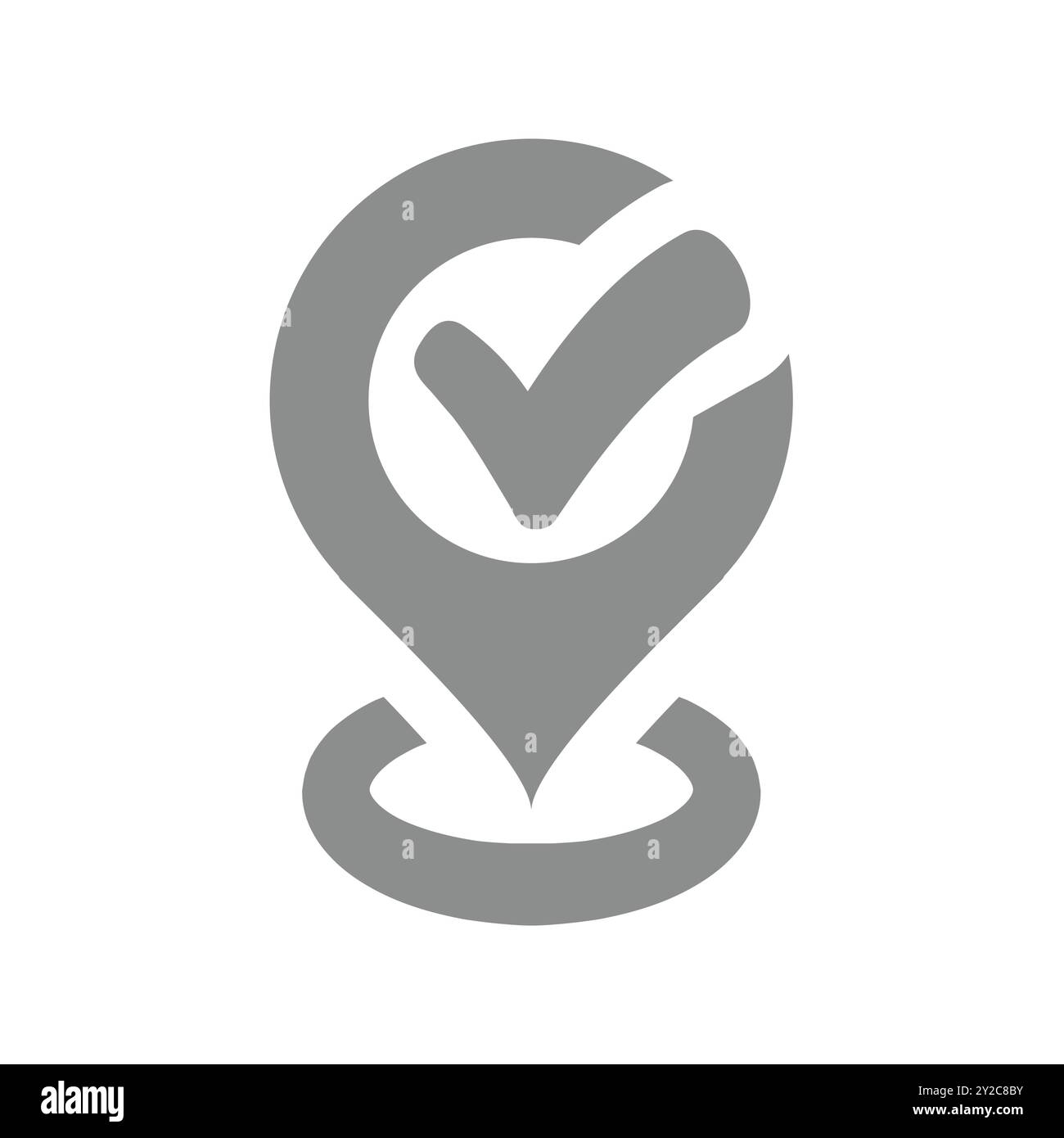 Destination reached vector icon. Location pin, address and checkmark ...