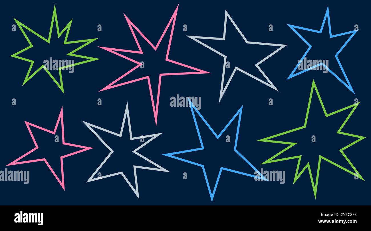 Irregular spikey stars shapes. Set trendy Black cutout paper elements ...