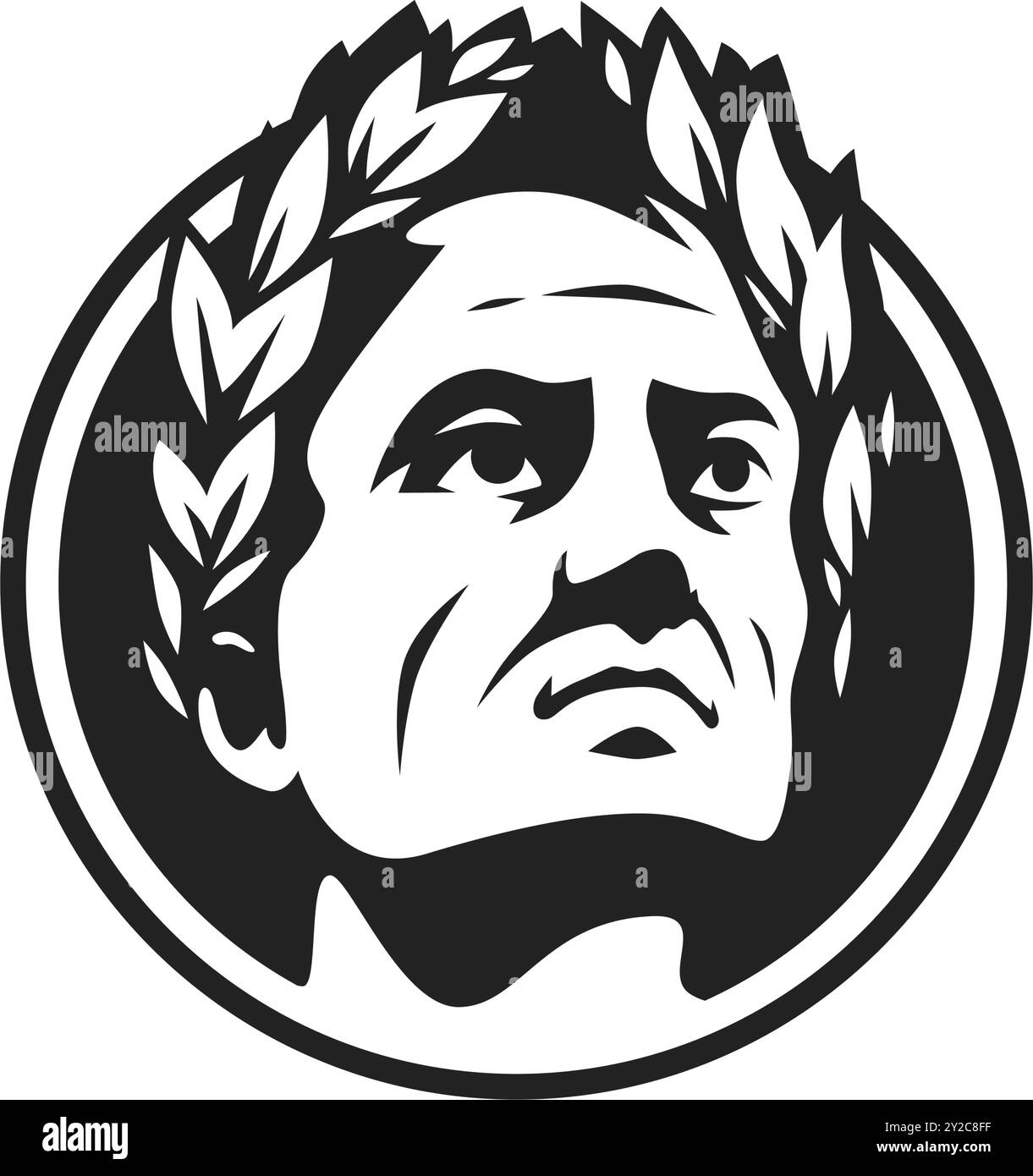 Head of a roman emperor. Black vector illustration of an ancient king ...