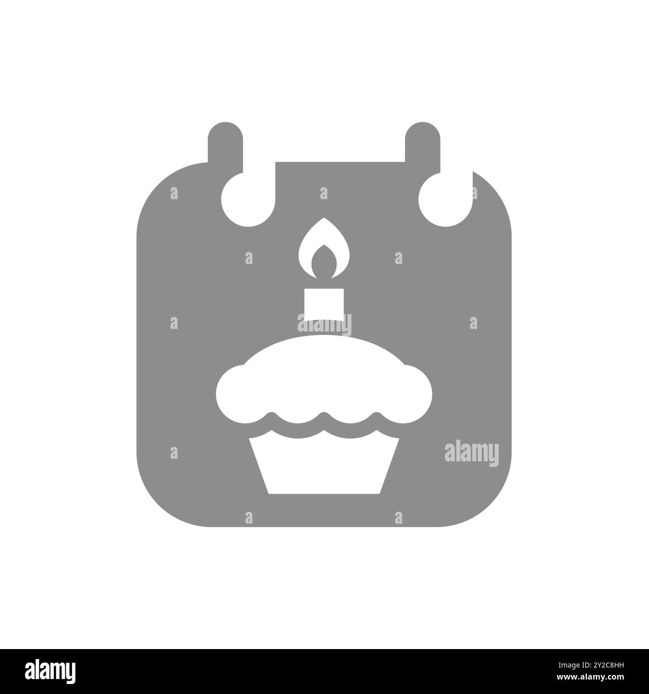 Calendar page and birthday cake. Cupcake with candle, celebration ...