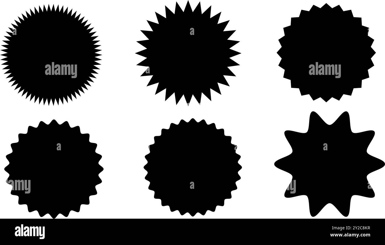 Zigzag And Wavy Geometric Shapes Set Circle Elements With Curve Edge