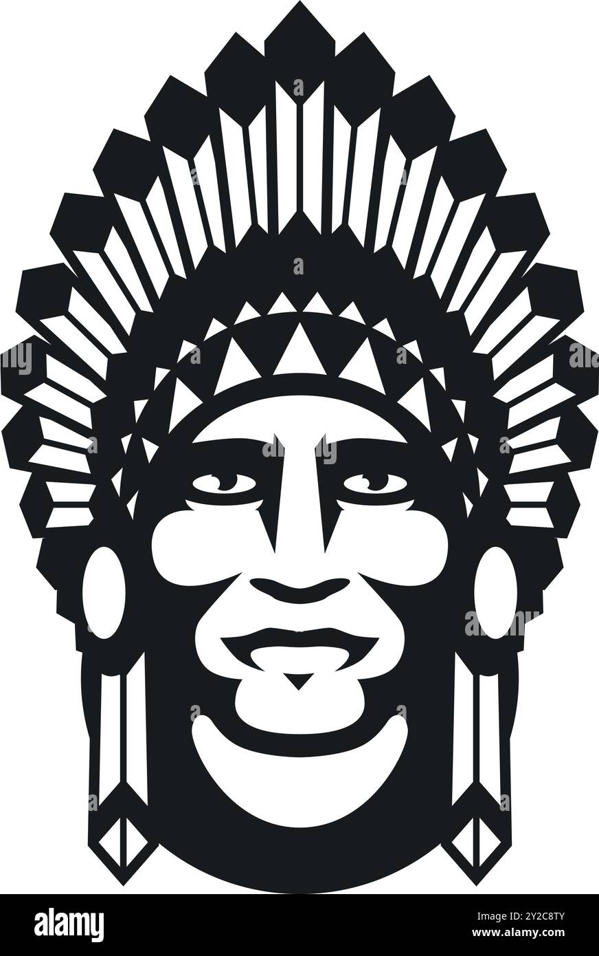 Head of a native american. Vector logo design Stock Vector Image & Art ...