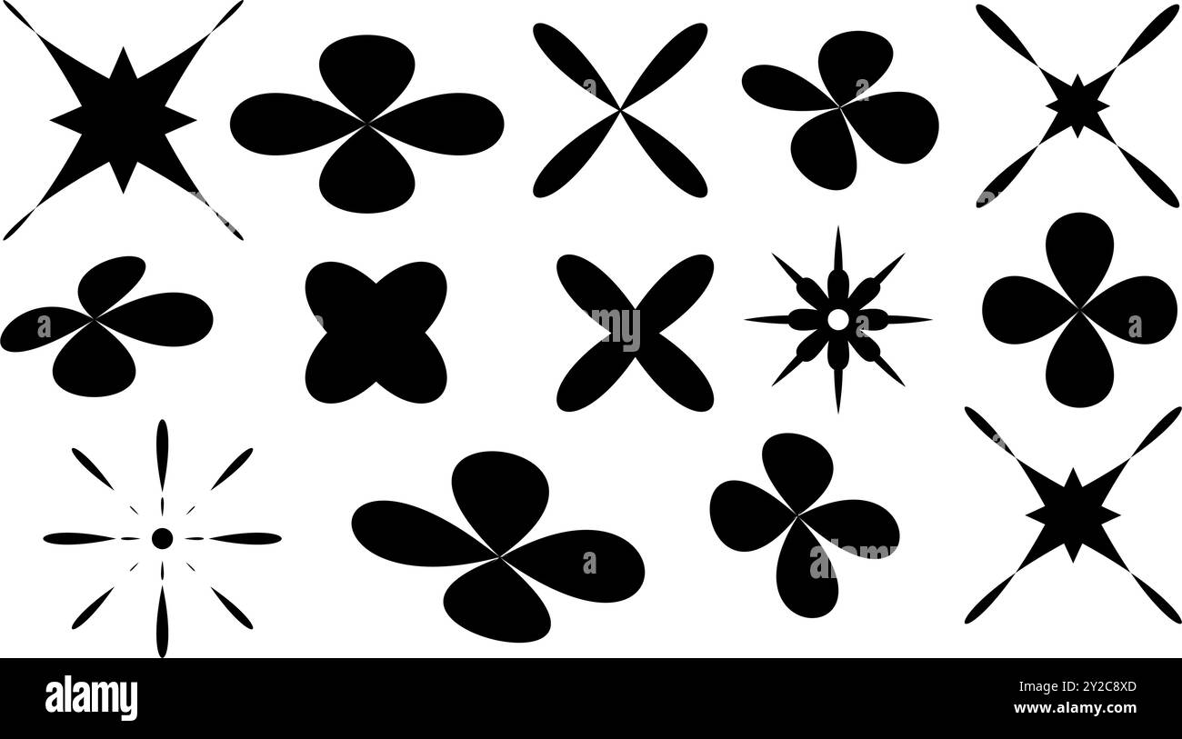 Y2k stars, sparks, sparkles set. Collection of shining blinking twinkle ...