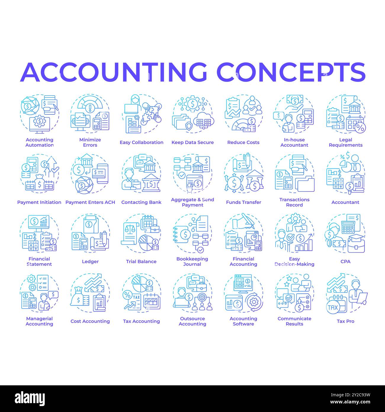 Accounting blue gradient concept icons Stock Vector Image & Art - Alamy