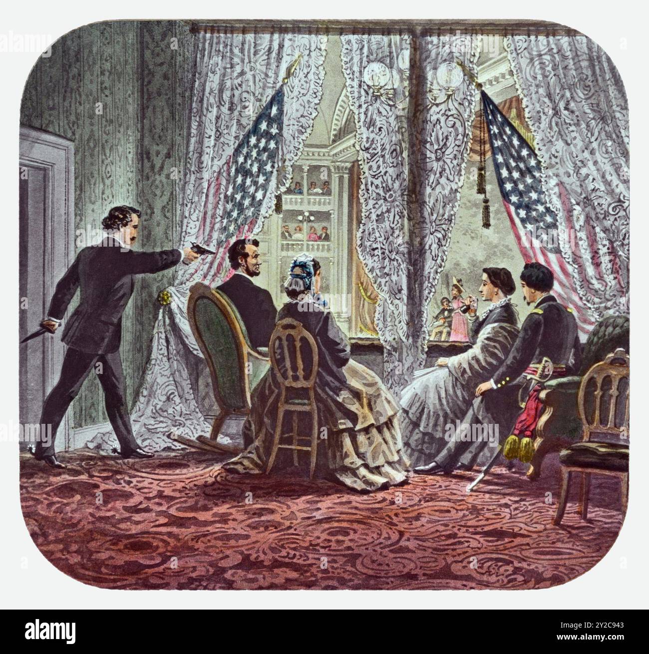Abraham Lincoln is shot by John Wilkes Booth at Ford's Theater ...