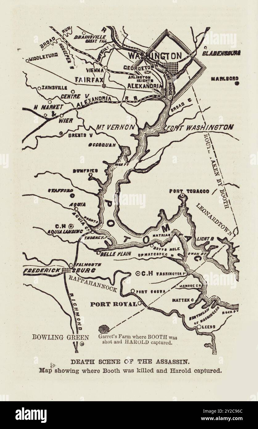 Death Scene of The Assassin - map showing where Booth was killed and ...
