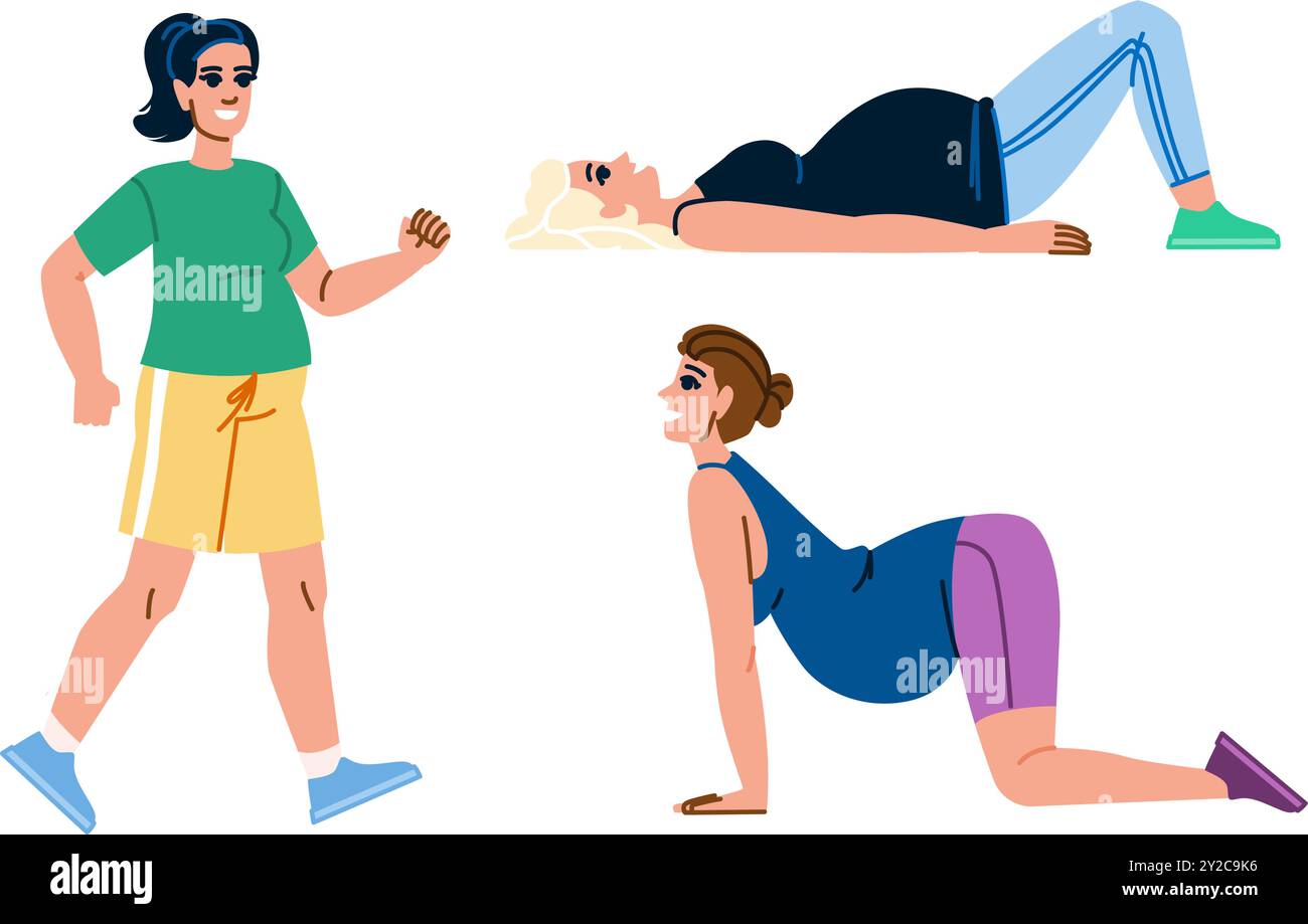 pilates pregnant fitness exercises vector Stock Vector Image & Art - Alamy