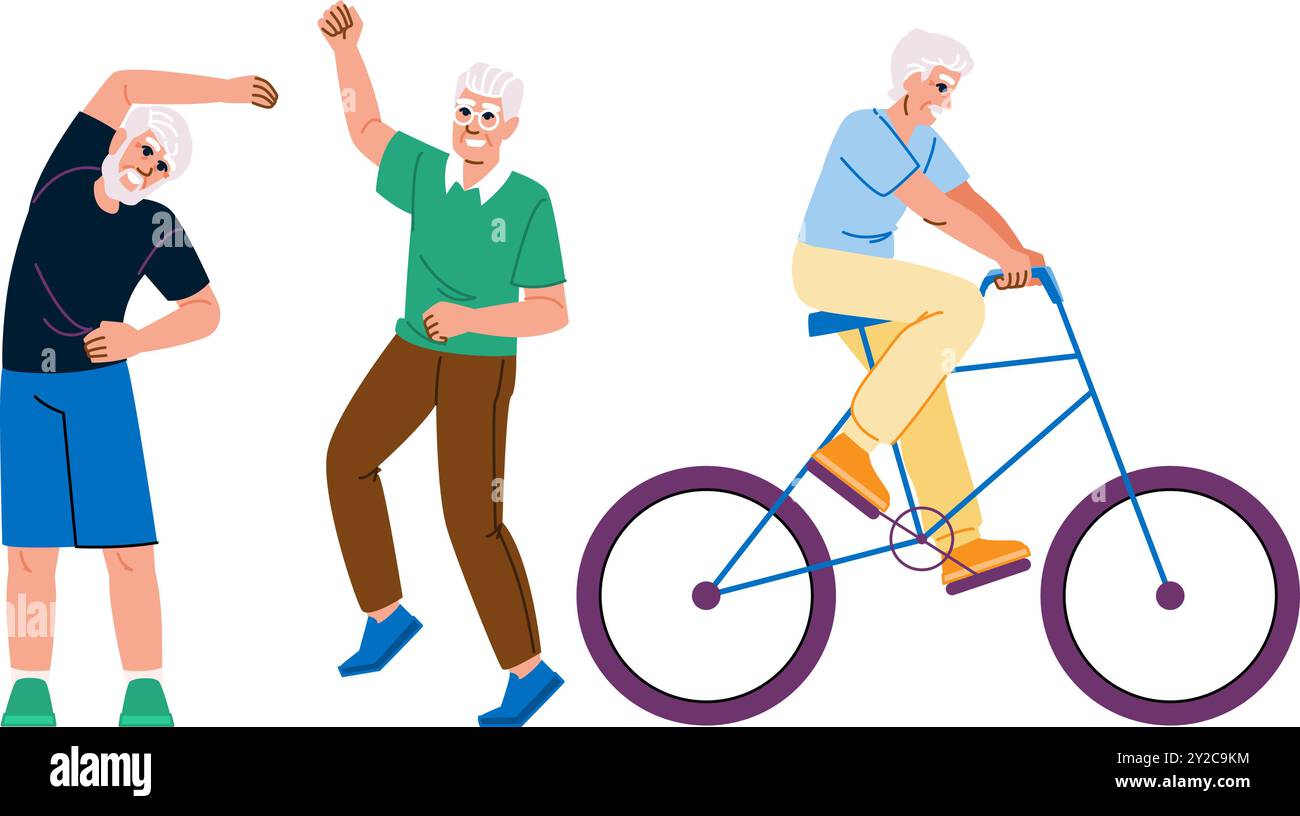 exercise active senior man vector Stock Vector Image & Art - Alamy