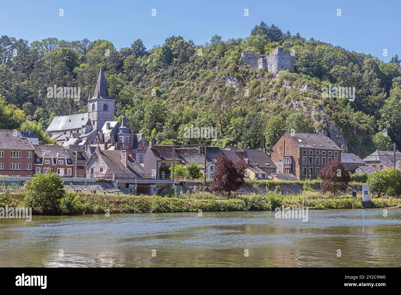 Bouvignes-sur-Meuse with the Crevecoeur Castle above the Meuse north of ...